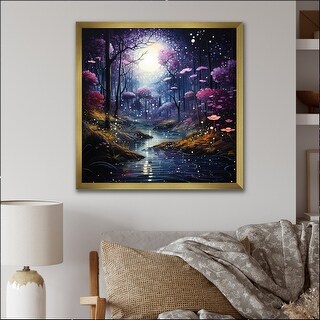 Designart "Blue Forest Mystical Whispers Pointillism" Landscapes Framed ...